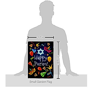 Ornament Collection Happy Purim Garden Flag Celebration House Decoration Banner Small Yard Gift Double-Sided, Made in USA