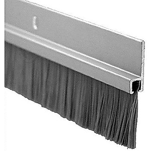 Pemko - 18100CNB36 Door Bottom Sweep, Clear Anodized Aluminum with 1" Gray Nylon Brush insert, 0.25"W x 1.875" H x 36" L