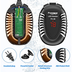 FREESEA Aquarium Fish Tank Heater: 100W Small Submersible Turtle Heater with Adjustable Temperature External Controller for Betta | Saltwater | Freshwater | 10-20 Gallon