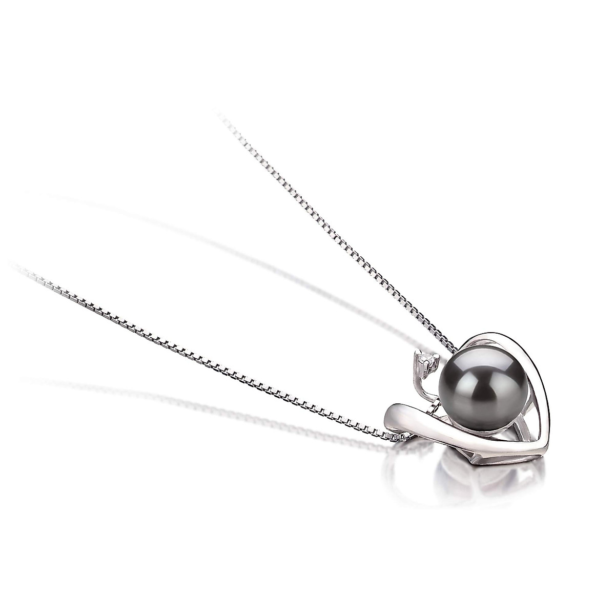 Heart Black 9-10mm AA Quality Freshwater 925 Sterling Silver Cultured Pearl Pendant For Women