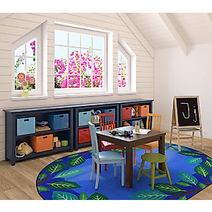 Joy Carpets Breezy Branches Area Rug in Color Multi, 7'8" x 10'9" Oval