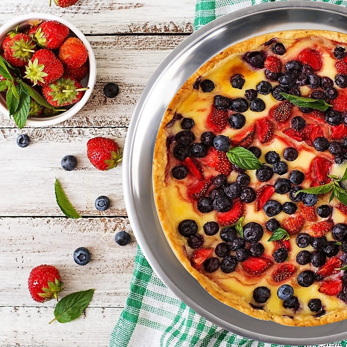 BEENIFIC Deep Dish Pizza Pan,Stainless Steel Pizza Tray Pizza Pan for Oven10-12-14-16Inch (14x1.8inch)