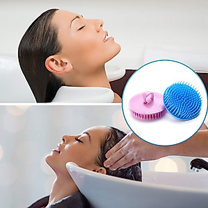 Aroveea Hair Scalp Brush Dandruff Cleaning Brush Shower Scalp Shampoo Brush Scalp Massager Pack of 4 (Black and red)