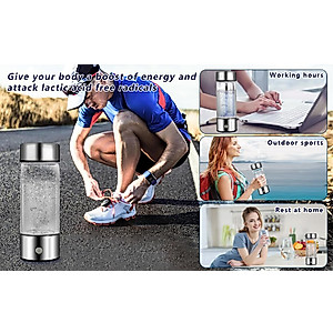 Hydrogen Water Bottle Generator (420ml 3-Minute) Quick Electrolysis, SPE/PEM Technology, Portable USB Charging Ideal for Home, Travel, Exercise, and Gifting (Silver)