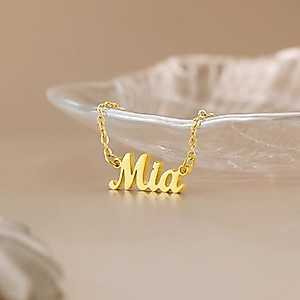 SANNYRA Mia Name Necklace Personalized 18K Real Gold Plated Customized Nameplate Necklace Jewelry Gifts for Women