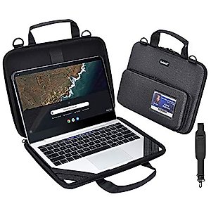 KEISKEI 11-11.6 Inch Laptop Cover, Chromebook Case with Pouch and Shoulder MacBook Pro 13 - Black