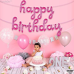 KatchOn, Pink Happy Birthday Balloon Banner - 16 Inch | Happy Birthday Balloons Letters, Hot Pink Birthday Decorations | Hot Pink Happy Birthday Banner, Pink Party Decorations | Pink Birthday Banner