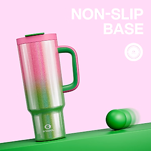 ENCOOL 40 oz Tumbler with Handle and Flip Straw, 100% Leak Resistant Tumbler with Lid and Straw, Insulated Stainless Steel Travel Coffee Mug, Keeps Cold for 34 Hours, Cupholder Friendly (Fuchsia)