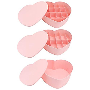 AlTurn 3Pcs Underwear Organizer Box with Lids Heart Shaped Closet Dresser Drawer Dividers Containers Stackable for Lingerie Socks Bras Scarves (Color : Pink)
