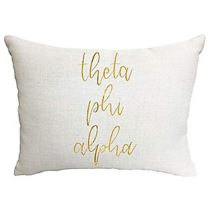 Sorority Shop Theta Phi Alpha Pillow – Gold Script Design, 12" x 16" Lumbar Pillow Sorority