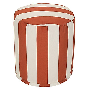 Majestic Home Goods Burnt Orange Vertical Stripe Indoor/Outdoor Bean Bag Ottoman Pouf 16" L x 16" W x 17" H