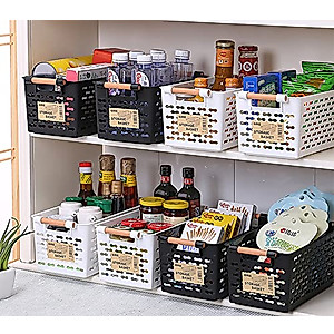 Yesland 6 Pack Plastic Storage Basket, White Organizing Bins Basket with Handles, Sturdy Plastic Closet Baskets Containers for CD, Small Closet Storage in Home Office - 12 x 6 x 5 Inches