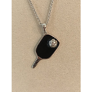 Hit Happy Sleek Pickleball Pendant Necklace (Black)