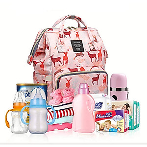 Starte Baby Diaper Bag Multi-Function Baby Diaper Backpack Nappy Bags,Waterproof Trave Backpack for Mom Dad Large Capacity Baby Bags(Deer,Blue)