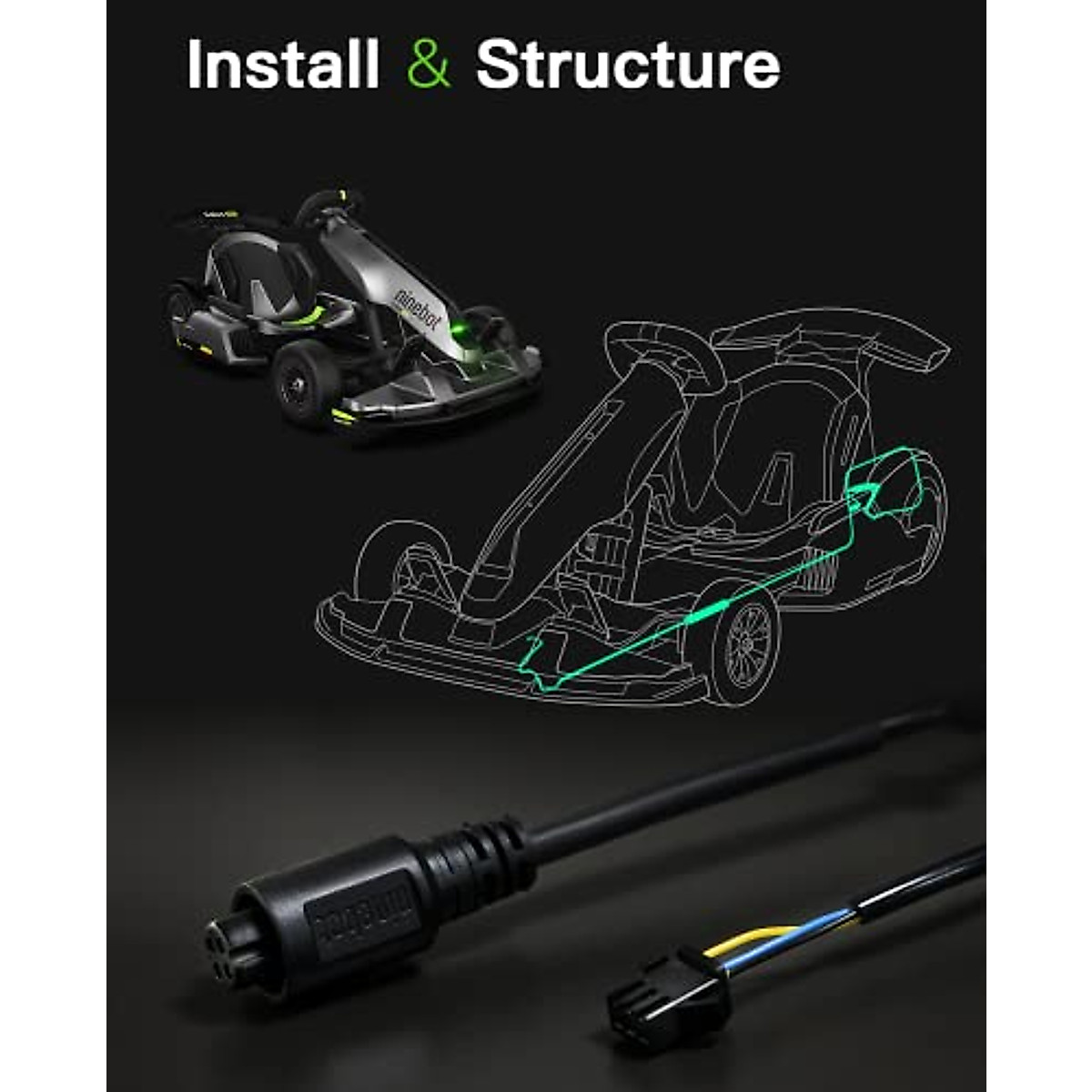 stio Frame Spring Wire Compatible with Ninebot by Segway Go Kart Kit Gokart PRO Refit Smart Scooter Replacements Frame Spring Line GoKart Original Accessories