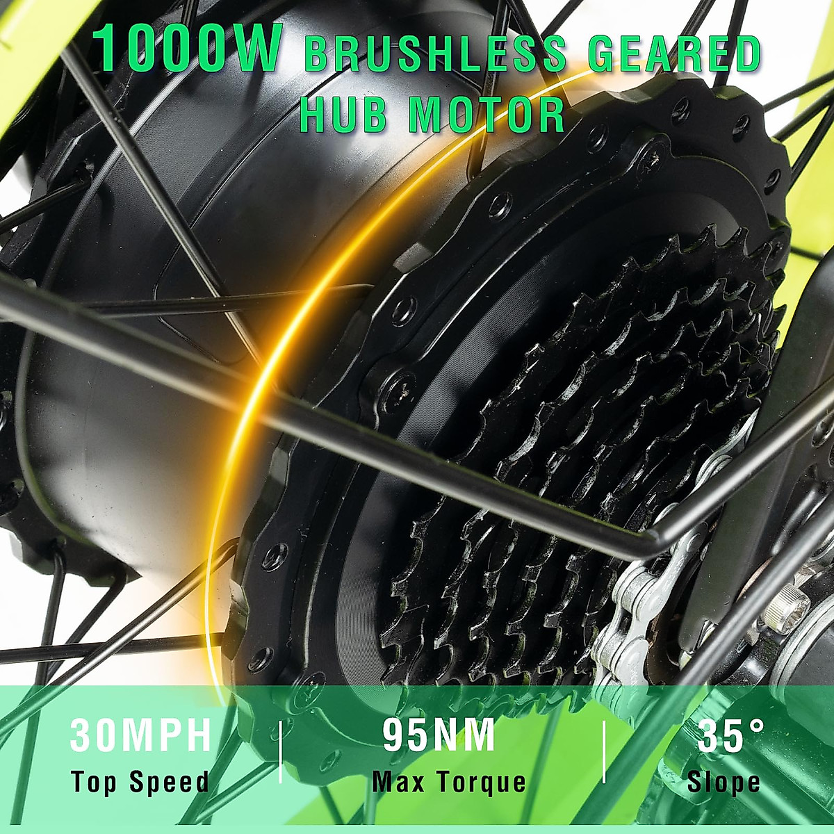 SENADA 26" Fat Tire Electric Bike for Adults, 840Wh Mountain Ebike with USB Interface Removable Battery, Adult Electric Bicycle with Colorful LCD Display & 7 Speed (with Phone Mount, Black Green)