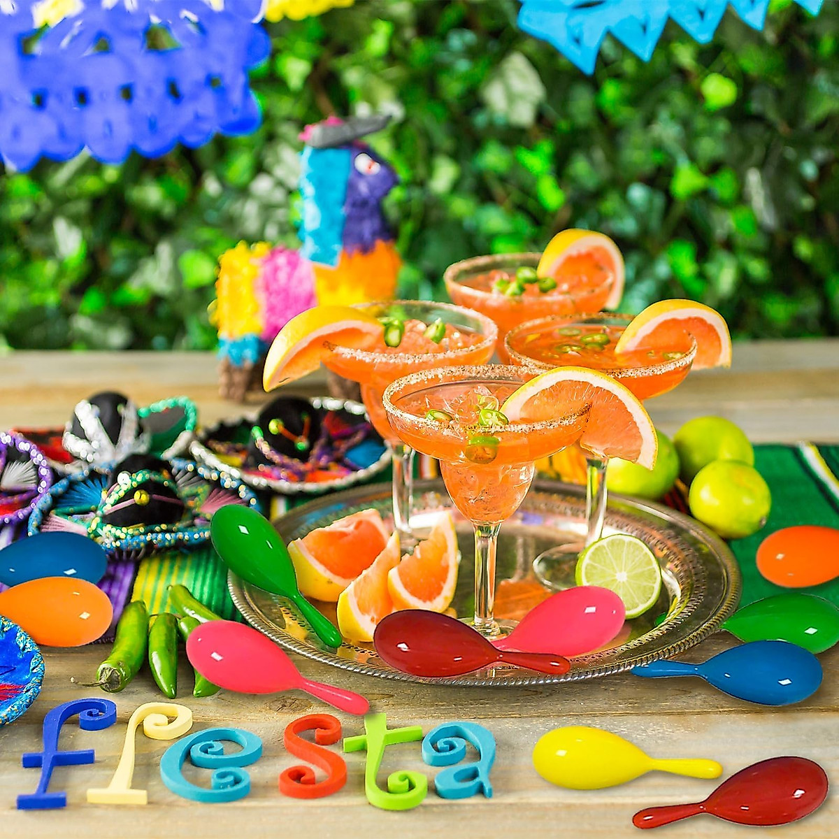 24pcs Mini Maracas for Kids Mexican Fiesta Party Favors Plastic Maraca Shakers Noisemaker for Cinco de Mayo Day of the Dead Fiesta Mexican Themed Birthday Christmas Party Supplies Favors Kids Gifts