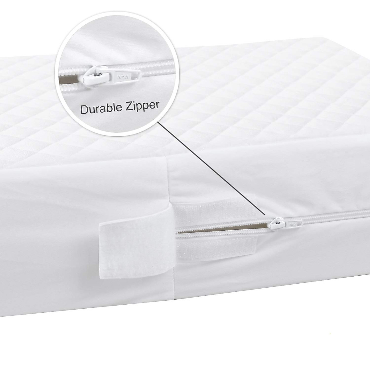 Waterproof Bamboo Viscose Quilted Crib Mattress Encasement Zippered Crib Mattress Protector, Breathable and Absorbent, 6 Sides Fully Encased Crib Mattress Cover, 2 Pack, Bamboo Viscose