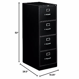 HON 4-Drawer Legal File - Full-Suspension Filing Cabinet, 26-1/2-Inch Black (H314)