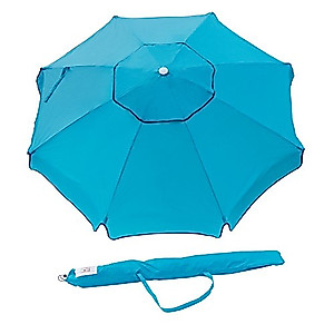 Abba Patio 7ft Beach Umbrella with Sand Anchor, Push Button Tilt and Carry Bag, UV 50+ Protection Windproof Portable Patio Umbrella for Garden Beach Outdoor, Teal Blue