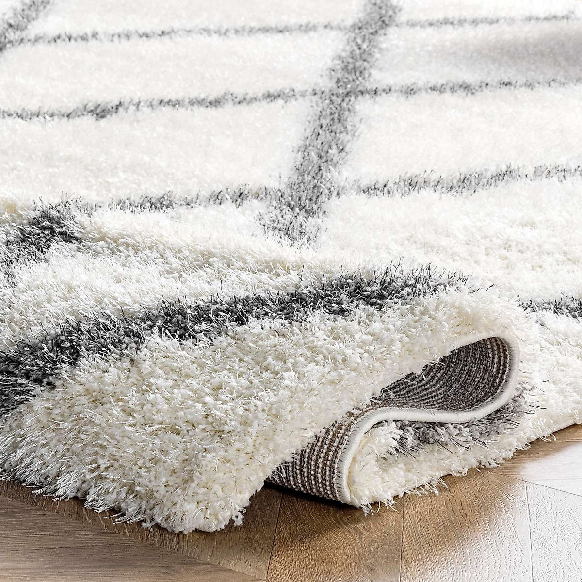 nuLOOM Machine Made Diamond Shag Area Rug, 5x8, Gray