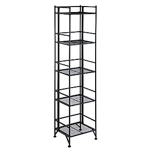 Convenience Concepts Designs2Go X-Tra Storage 5-Tier Folding Metal Shelf, Black