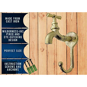 5MOONSUN5 Tap Coat Hook, Heavy Duty Brass Finish, Wall Mounted Vintage Style Collection Tap Single Coat Hook Clothes Rack Wall Hanger, Polish Finish