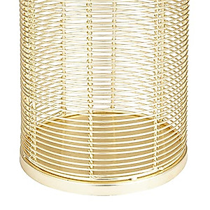 Deco 79 Metal Pillar Candle Lantern with Thin Metal Handle, 8" x 6" x 9", Gold