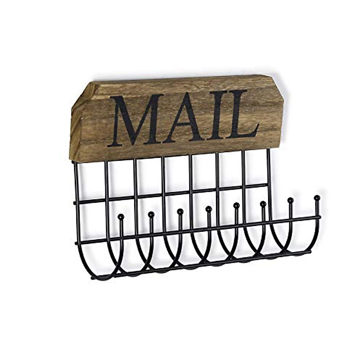 SRIWATANA Rustic Mail Holder Organizer, Key Holder Wall Mount Mail Sorter for Hallway Foyer and Home Decoration - Carbonized Black