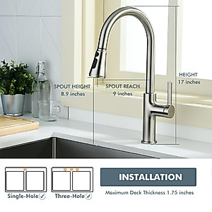 Lavatrum Brushed Nickel Kitchen Faucet with 3-Function Sprayer Pull Down Sprayer Extended Body Single Handle High Arc Kitchen Sink Faucet 17 Inch