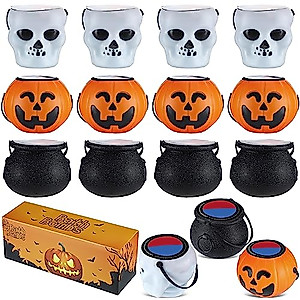 Tanlade 12 Pcs Halloween Bath Bombs Gift for Kids Set 5 oz Witches Brew Cauldrons Pumpkin Skull Bath Bombs Scary Gift Set Bath Bombs for Dry Skin Fizzies Spa Kit