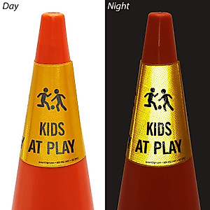 SmartSign “Kids at Play” Bright Reflective Message Sleeve for Cone, [CONE NOT INCLUDED]