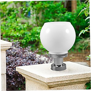 SOLUSTRE Round Ball Waterproof Solar Outdoor Column Lamp Villa Fence LED Post Light Courtyard Garden Lawn Street Lights External Landscape Patio Pillar Lighting Fixture