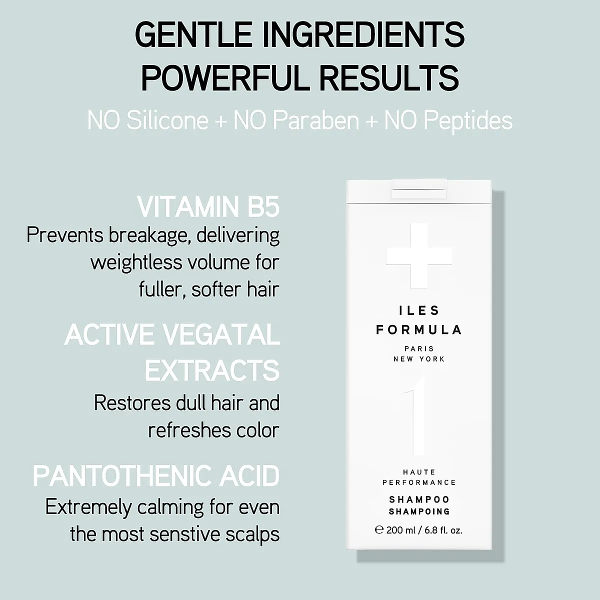 ILES FORMULA Haute Performance Sulfate Free Shampoo - Deep Cleanse, Volumize and Detangle + Stops Hair Breakage, Color & Extension Safe - For All Ages & Hair Types, 6.8 Fl Oz (200 ML)