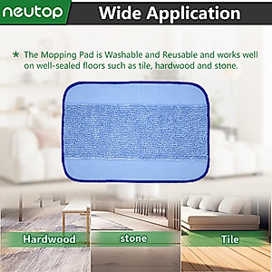 neutop Replacement Parts Mop Pad Cloths Compatible with iRobot Braava 320 380 381 380T 390 390T Mint 4200 4205 5200 5200C Models, 6 Wet 3 Dry 5 Wick Caps.