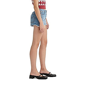 Levi's Women's 501 Ripped Waist Shorts, (New) Indigo Stonewash, 28