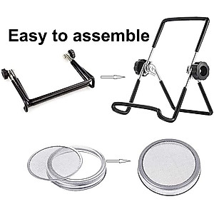 KFUVW Sprouting Jar Germination Kit Accessories, Including Sprouting Lids for Wide Mouth Mason Jar (32 oz)/ Stands