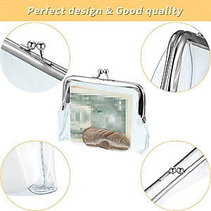3 Pieces Clear Coin Purse Small Clear Wallet for Women Transparent Change Purse Kiss Lock Plastic PVC Coin Wallet(Silver)