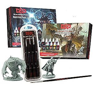 The Army Painter Dungeons and Dragons Miniatures Model Paints for Plastic Models Bundle with Monsters & Adventurers Acrylic D&D Miniatures Paint Sets & Nolzurs Marvelous Miniature Model Paint Brushes