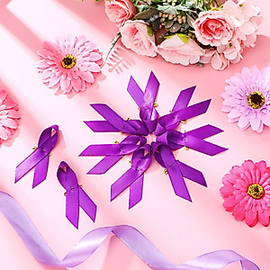 150 Pieces Purple Ribbon Awareness Pancreatic Cancer Awareness Pins Domestic Violence Awareness Lupus Overdose Alzheimers Cancer Awareness Pins Purple Brooch with Safety Pins for Charity Public Event