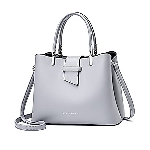 PORRASSO Fashion Handbag Purses Women Top-Handle Bags Ladies Crossbody Bag Satchel PU Leather Shoulder Tote Bags Gray