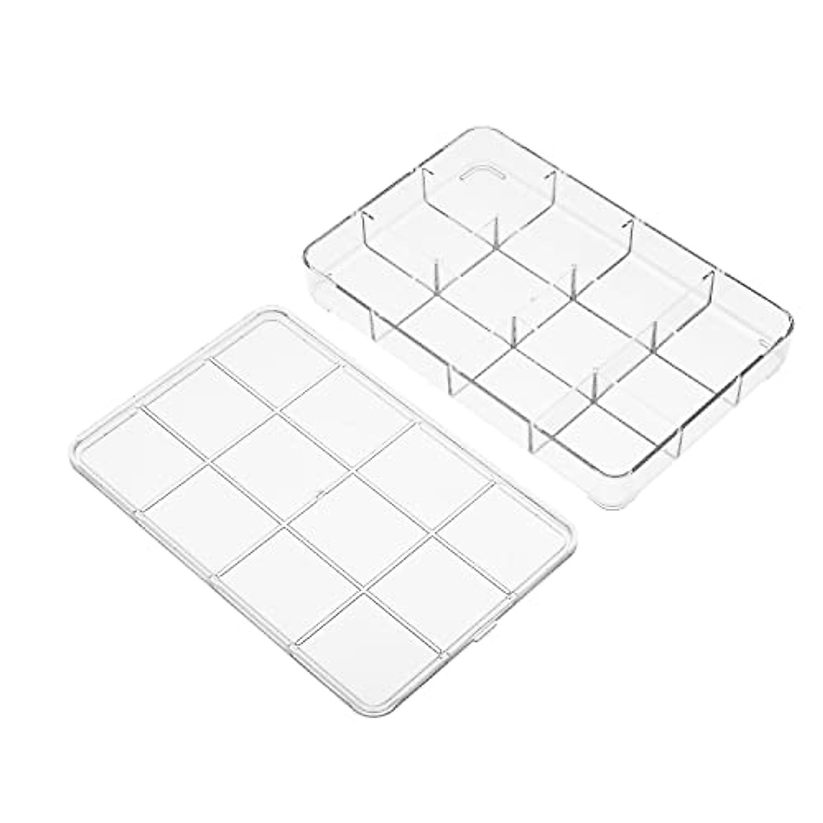 Juvielich Clear Plastic Organizer Box,12 Grids Fixed Storage Container Jewelry Box for Beads Art DIY Crafts Jewelry Fishing Tackles 9.06" x 5.91" x 1.57"(LxWxH) 1PCS