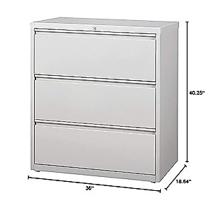 Hirsh 36-in Wide HL8000 Series Metal 3 Drawer Lateral File Cabinet Light Gray