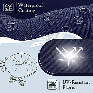 LOVTEX Bistro Chair Cushions Set of 2, Outdoor Round Chair Cushions 15 Inch, Waterproof Round Outdoor Cushions with Ties, Navy Blue Outdoor Chair Cushions for Patio Furniture