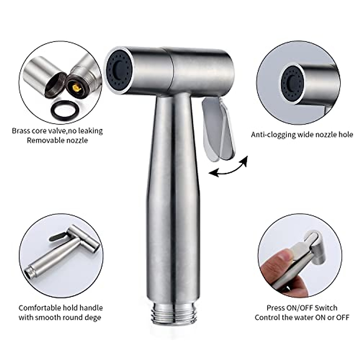 Bidet Sprayer for Toilet,Stainless Steel Handheld Bidet Shattaf Toilet Spray,Baby Cloth Diaper Sprayer Kit, Bathroom Toilet Bidet Attachment Set for Bathing Pets Feminine Hygiene