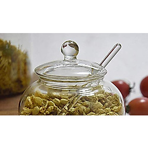 123Arts Clear Glass Sugar Bowl With Lid and Sugar Serving Spoon,8 ounces