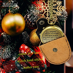 MAH Be Strong and Courageous Brass Religious Compass Gift Confirmation Baptism Easter Christian Catholic Graduation Trekking Adventure Engraved Scripture Prayer Gift for Men Women Teenage Boys Girls