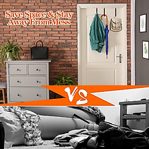 4 Pack Over The Door Hook, Door Hooks, Black Rubber Surface Prevent Scratche Door Hanger Hooks for Bathroom, Living Room, Kitchen, Hanging Clothes, Towels, Bags(4 Pack Black)