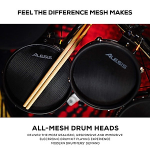 Alesis Drums Command Mesh Kit - Electric Drum Set with USB MIDI Connectivity, 600+ Electronic & Acoustic Drum Kit Sounds and Dual Zone Mesh Pads