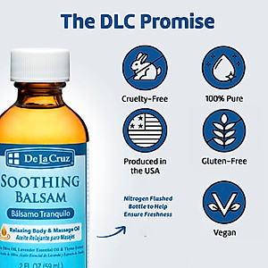 De La Cruz Soothing Balsam (Balsamo Tranquilo) Massage Oil - No Preservatives or Artificial Colors - Made in USA - 2 FL OZ